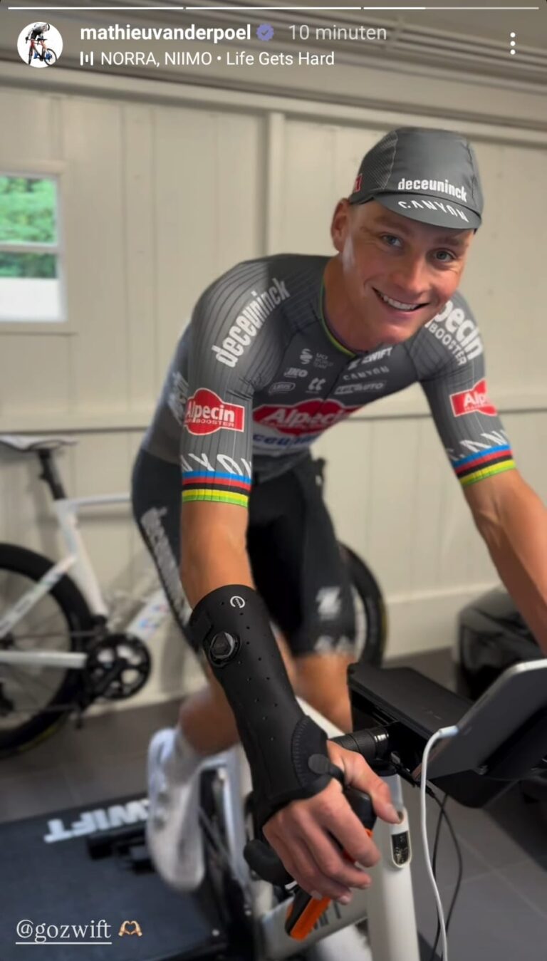Mathieu van der Poel zit ondanks breukje in pols alweer op de fiets ...